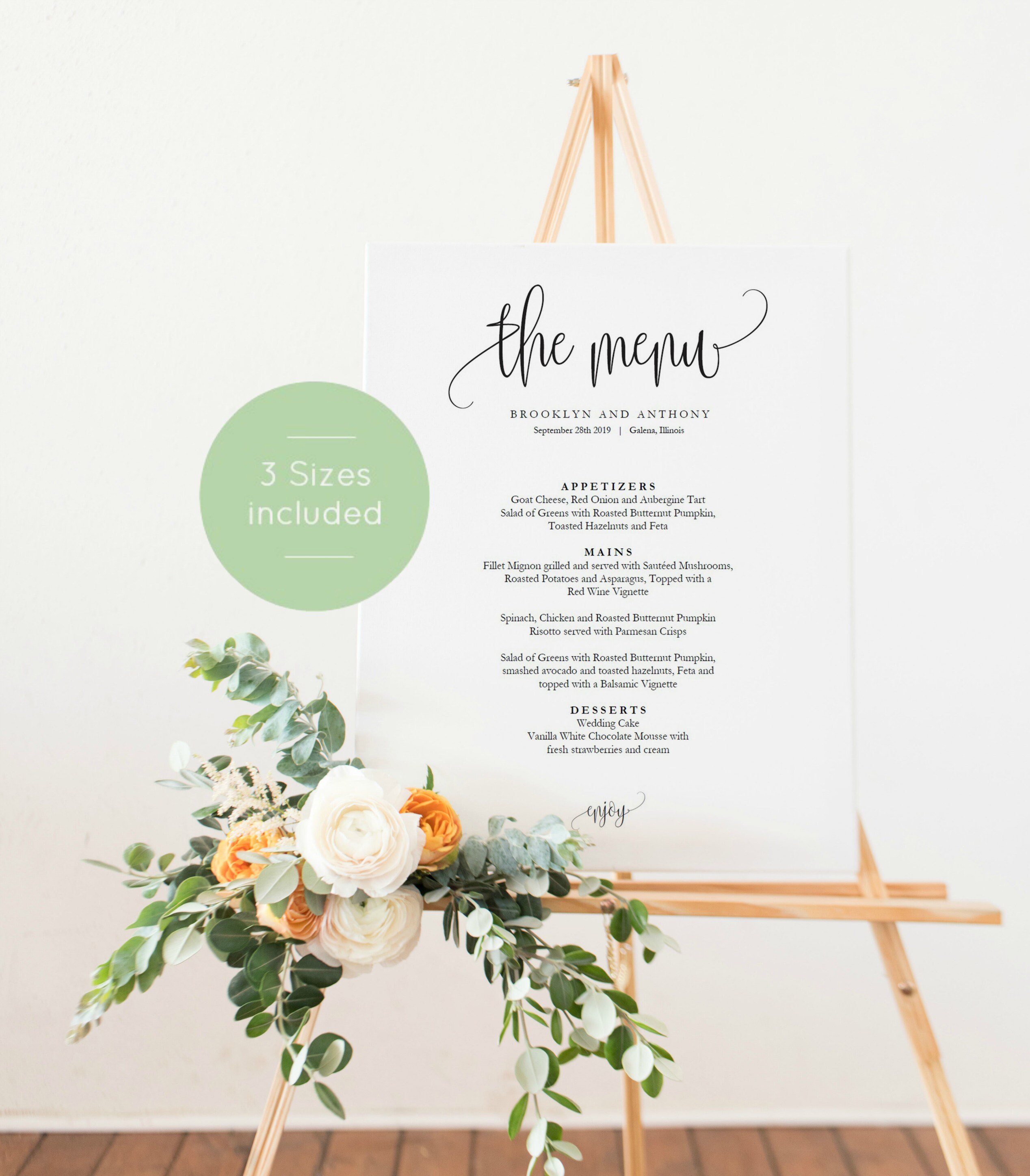 Wedding Menu Sign Printable Wedding Menu Poster Wedding Menu - Etsy