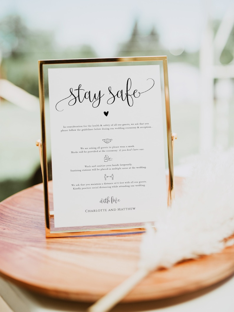 Wedding Stay Safe Card Covid Wedding Guildlines 2 Sizes - Etsy