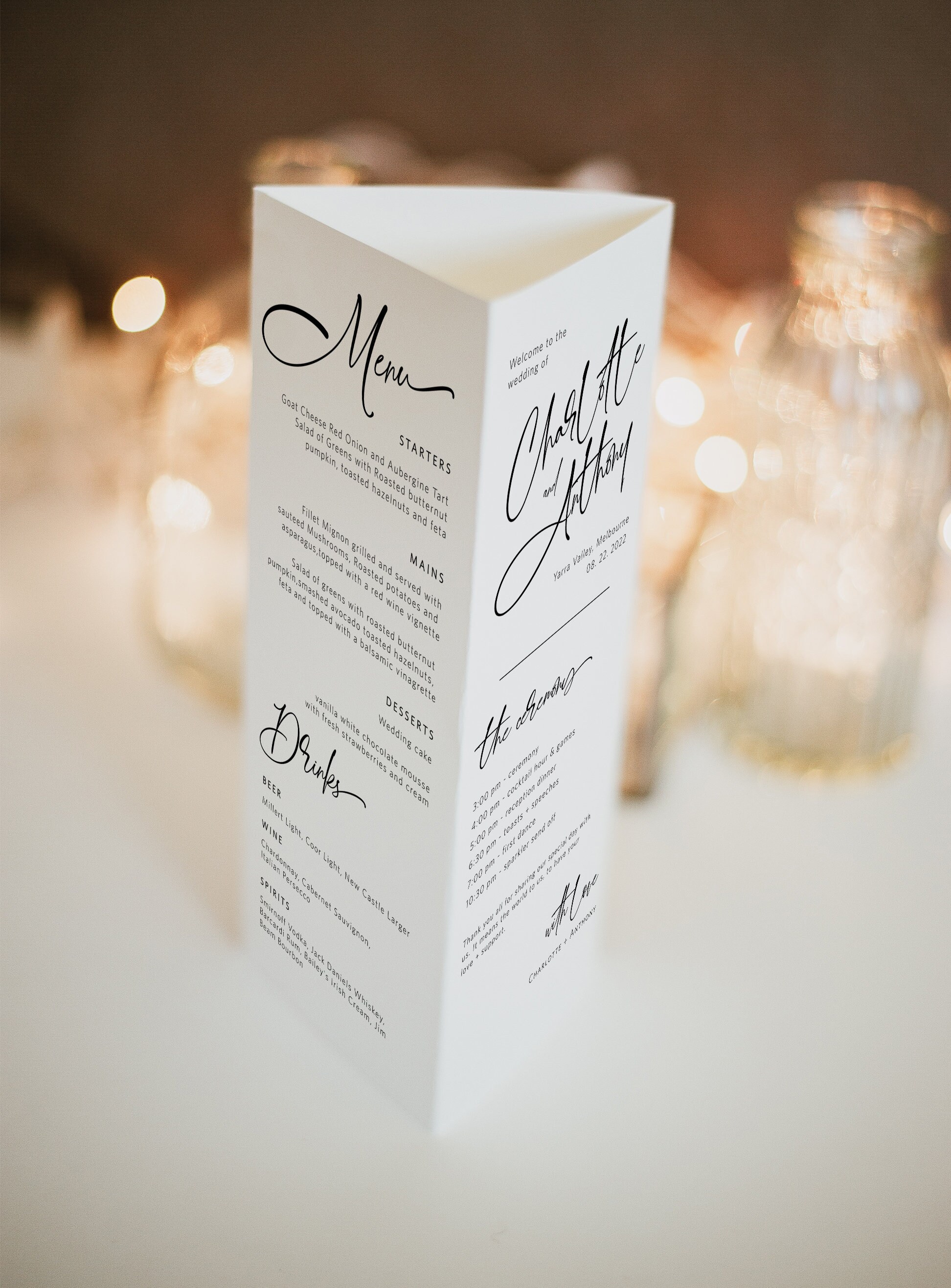 Modern Wedding Tri-fold Table Number Tri-fold Table Menu - Etsy