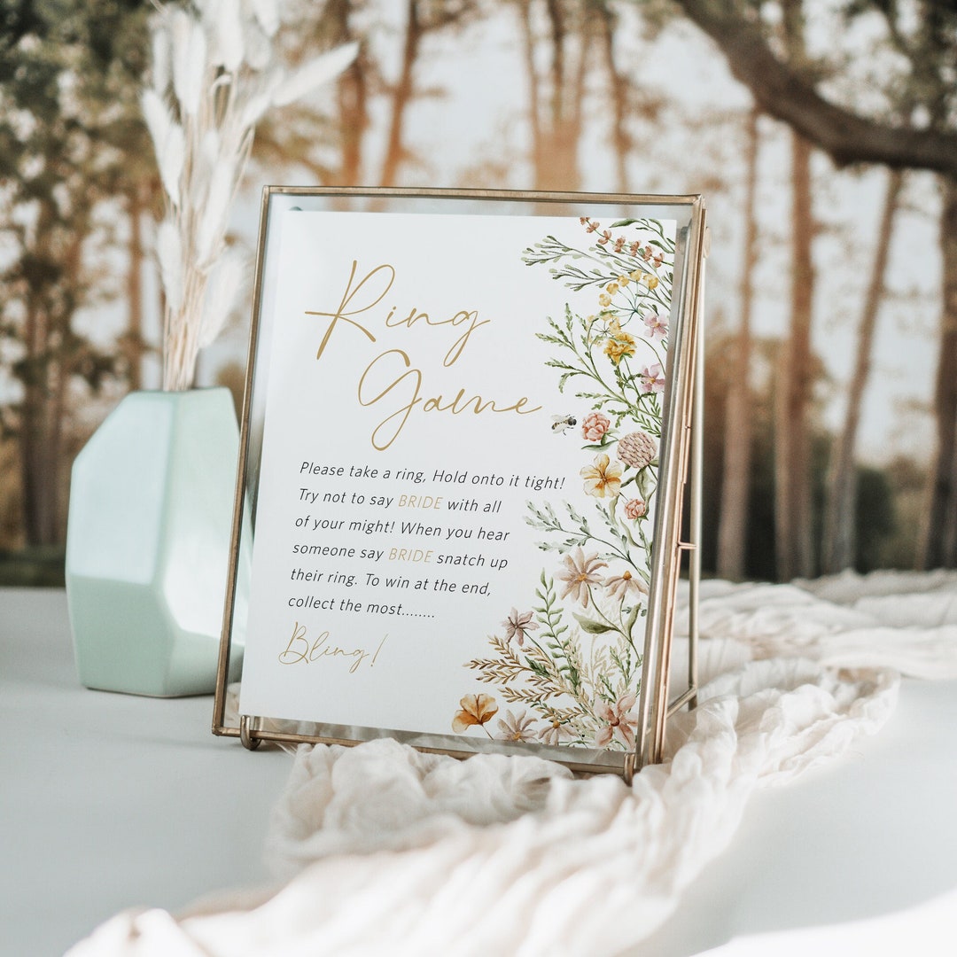The Ring Game, Wildflower Bridal Shower Game, Ring Game Sign, 8x10, Don ...
