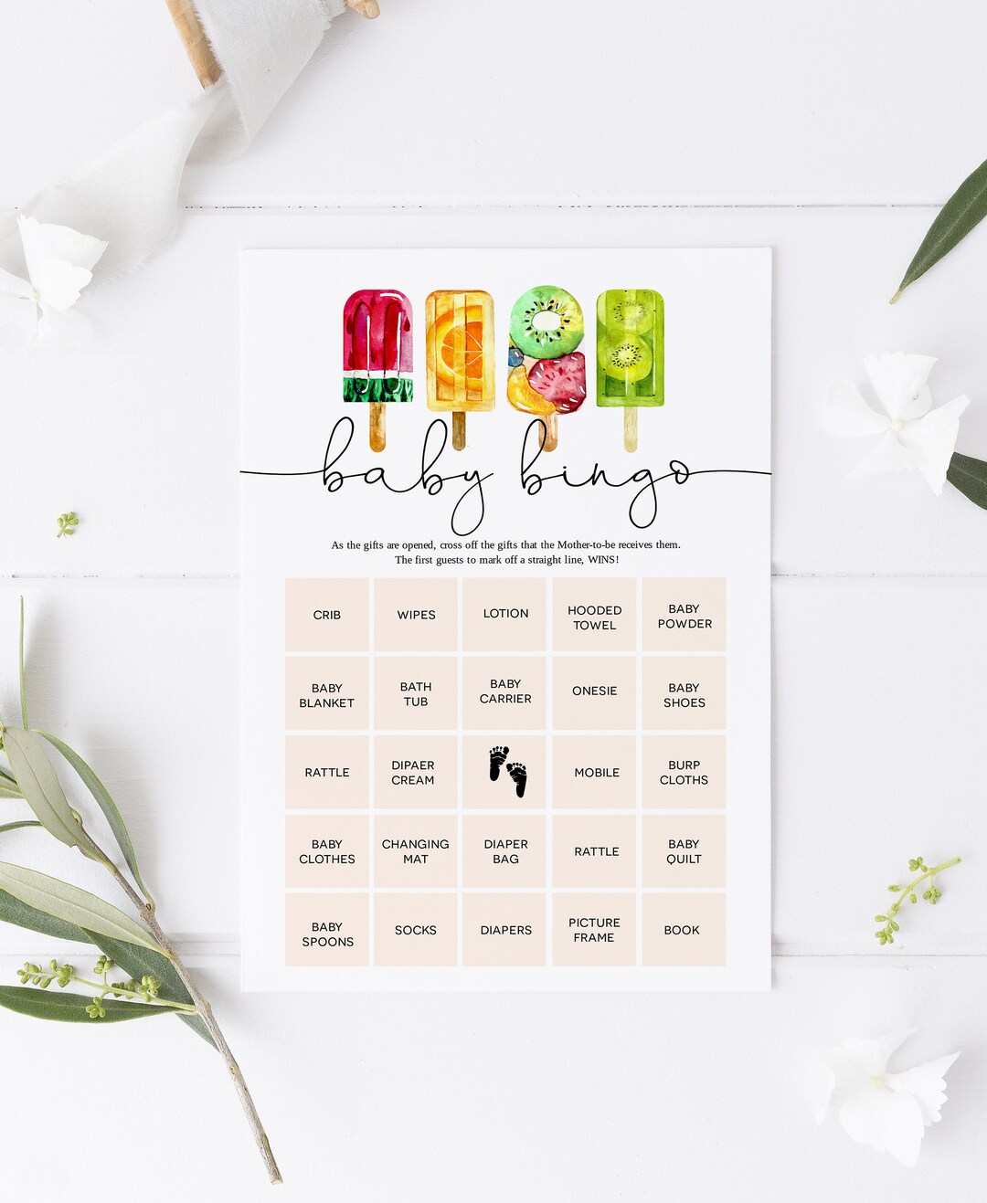 Popsicle Baby Bingo, Icecream Baby Shower Game, Printable Bingo Cards ...