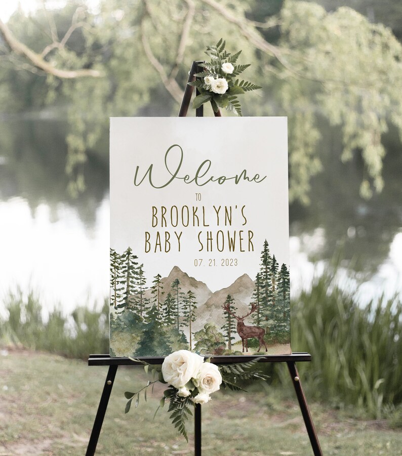 Mountain Welcome Sign Poster Shower Welcome Sign Forest - Etsy