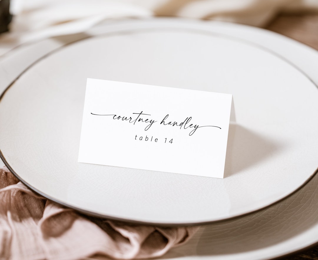 Calligraphy Place Card Template, Wedding Escort Card Printable, Seating ...