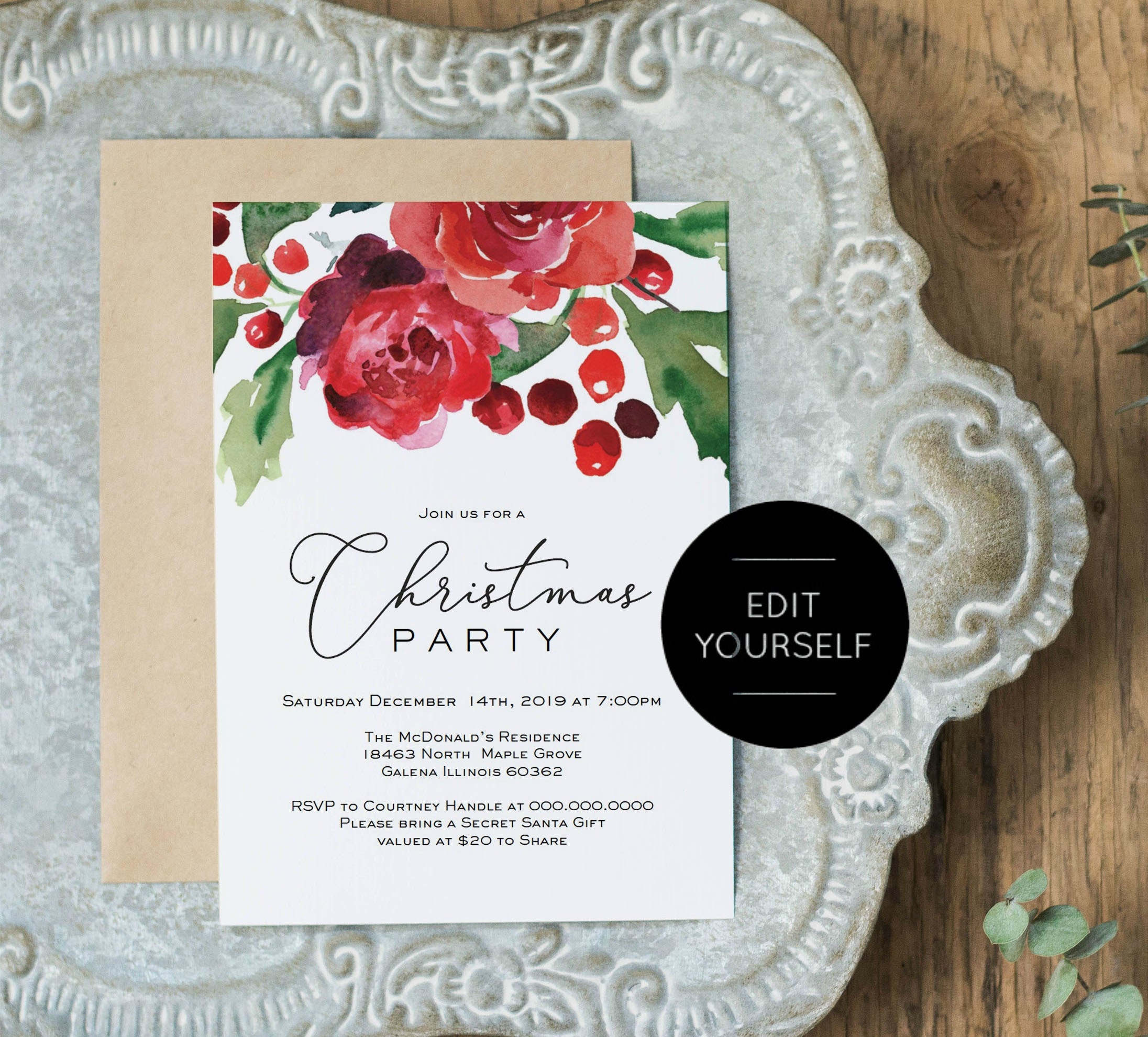 Christmas Party Invitation Printable Christmas Invitation - Etsy