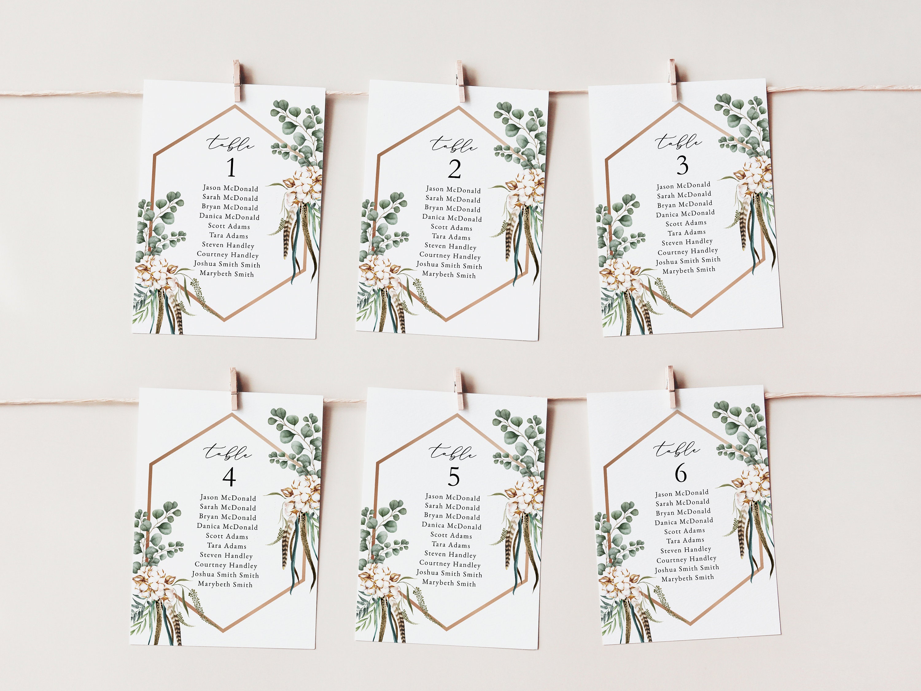 Boho Wedding Seating Chart Template, Eucalyptus Table Seating Cards ...