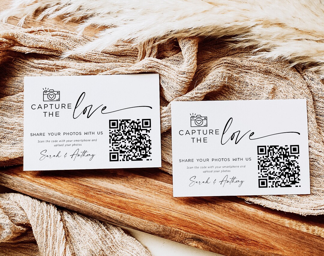Capture the Love Wedding QR Code Card, Wedding Photo Card, Qr Code ...