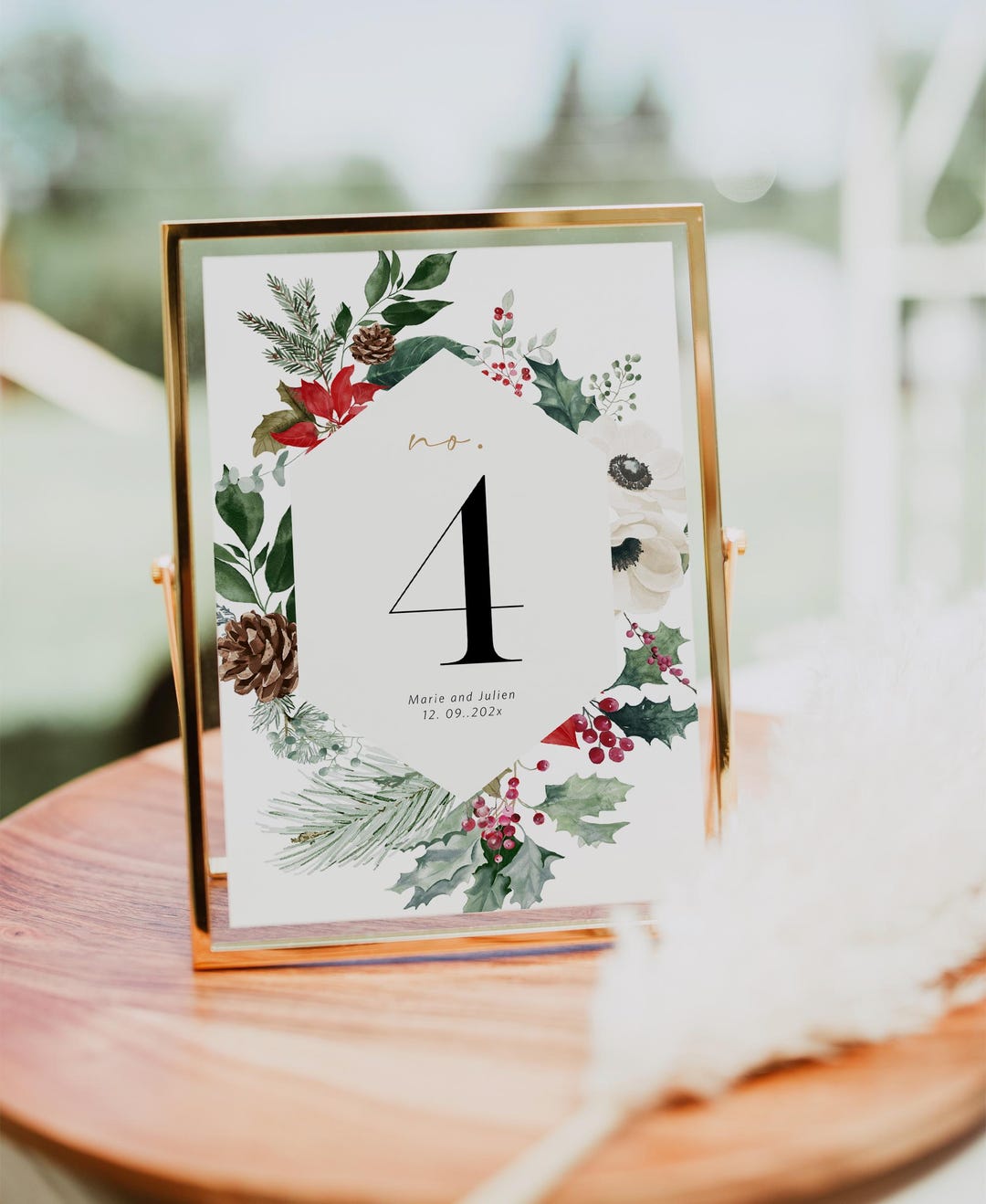 Christmas Printable Table Numbers, Holiday Table Numbers, 5x7 & 4x6 ...