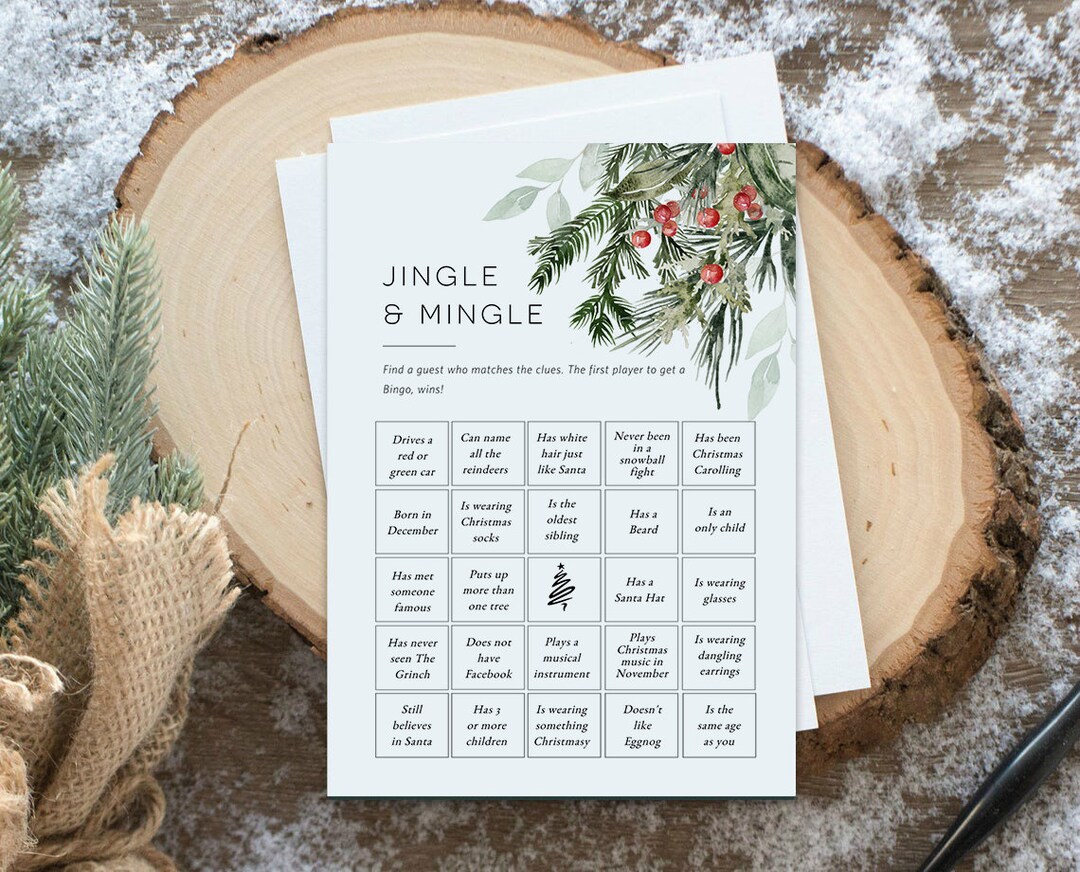 Find the Guest Bingo, Christmas Party Game Card, Mingle Holiday Game ...