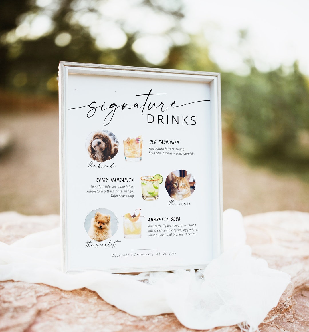 Dog Signature Drinks Sign Template, Pet Signature Cocktails Sign ...