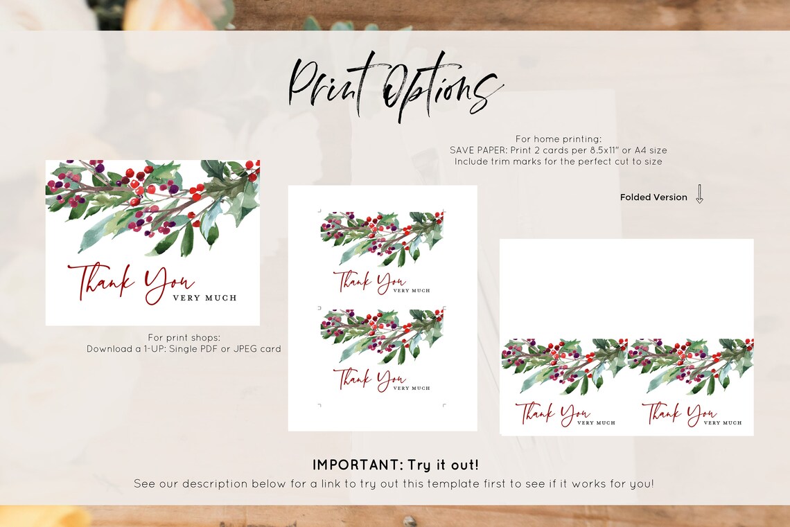 Christmas Thank You Card Template Thank You Card Printable - Etsy