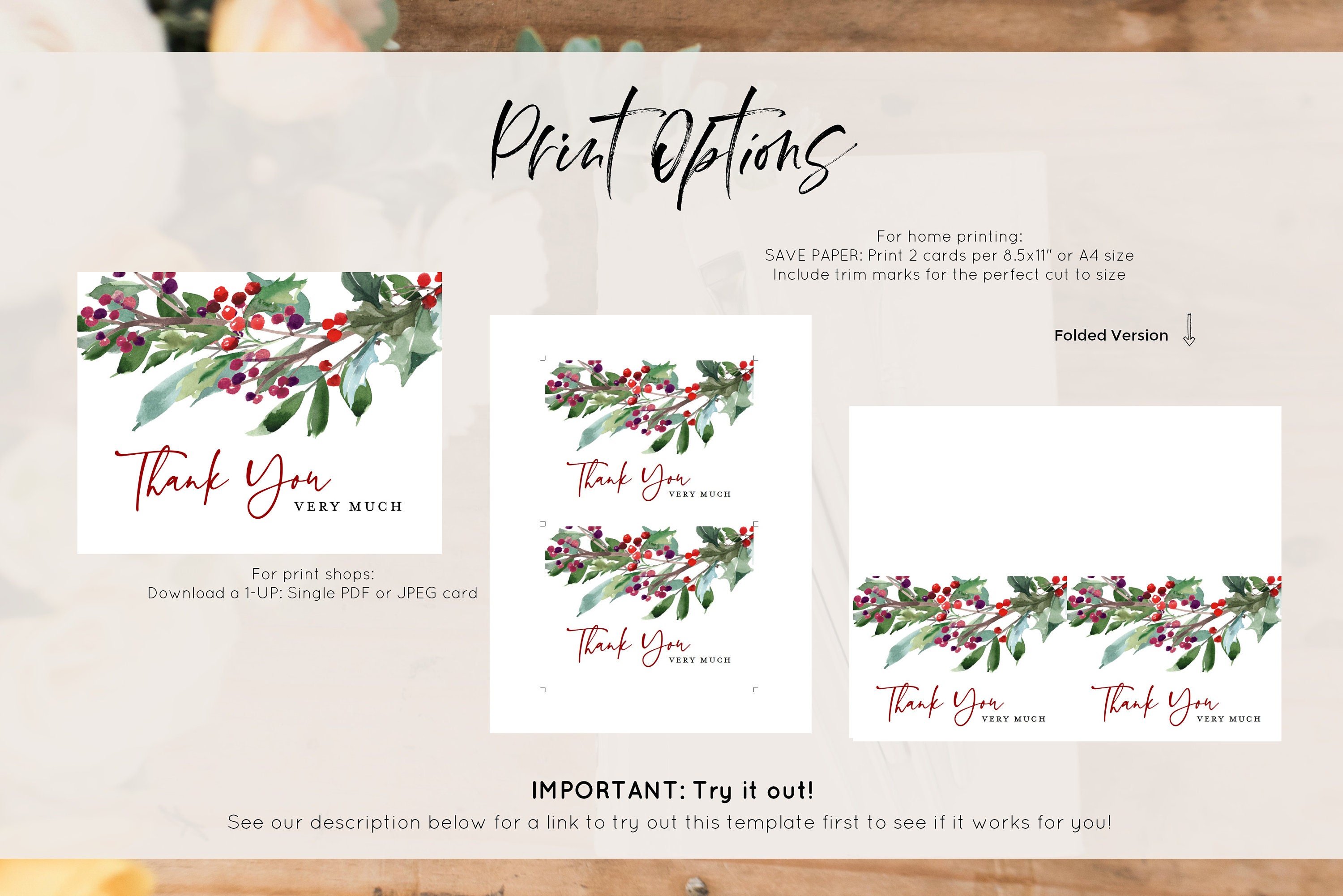 Christmas Thank You Card Template Thank You Card Printable - Etsy