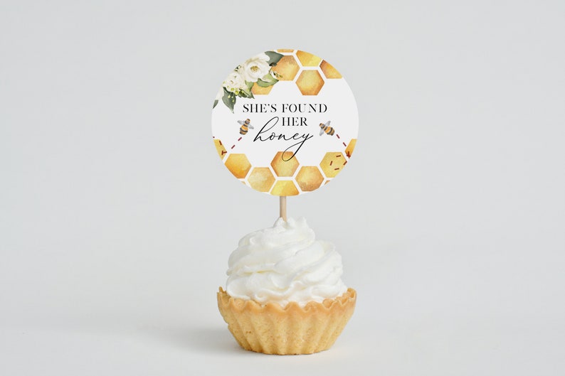 Bee Bridal Shower Cupcake Toppers Printable Bee Cupcake - Etsy