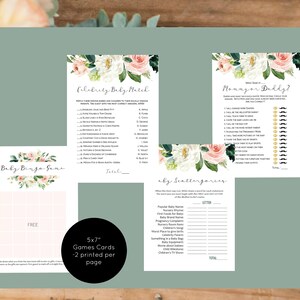 Pink Floral Baby Shower Games Pack Baby Shower Games - Etsy