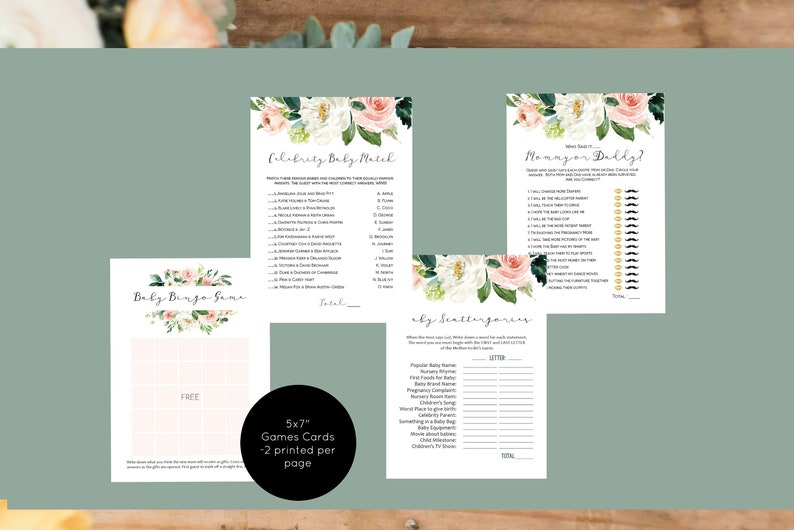 Pink Floral Baby Shower Games Pack Baby Shower Games - Etsy