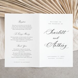 Calligraphy Wedding Program Template, Wedding Program Printable, Script Wedding Program ...