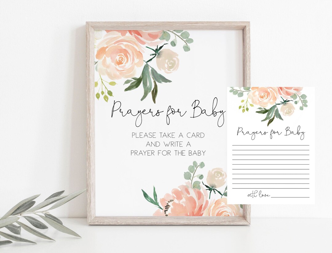 Prayers for Baby Sign and Writing Cards, Printable Baby Shower Sign ...