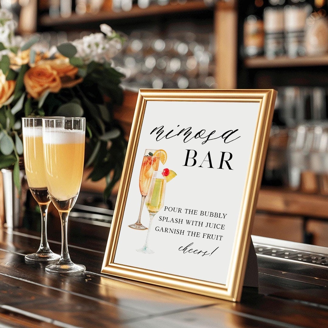 Mimosa Bar Sign, Printable Bar Sign, Script Momosa Bar Sign, Modern Bar ...