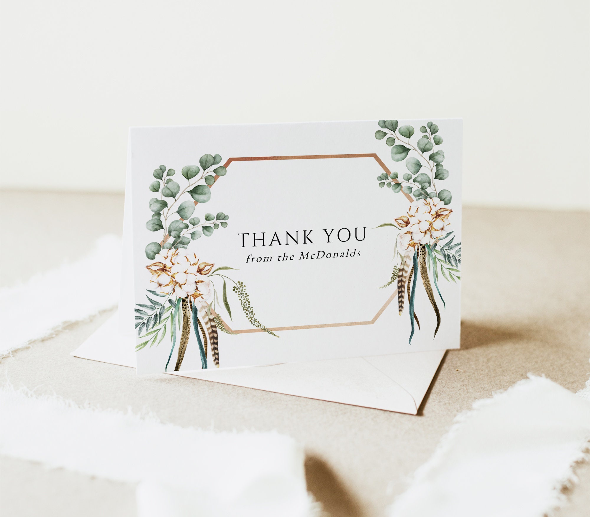 Boho Thank You Card Template Thank You Card Printable - Etsy