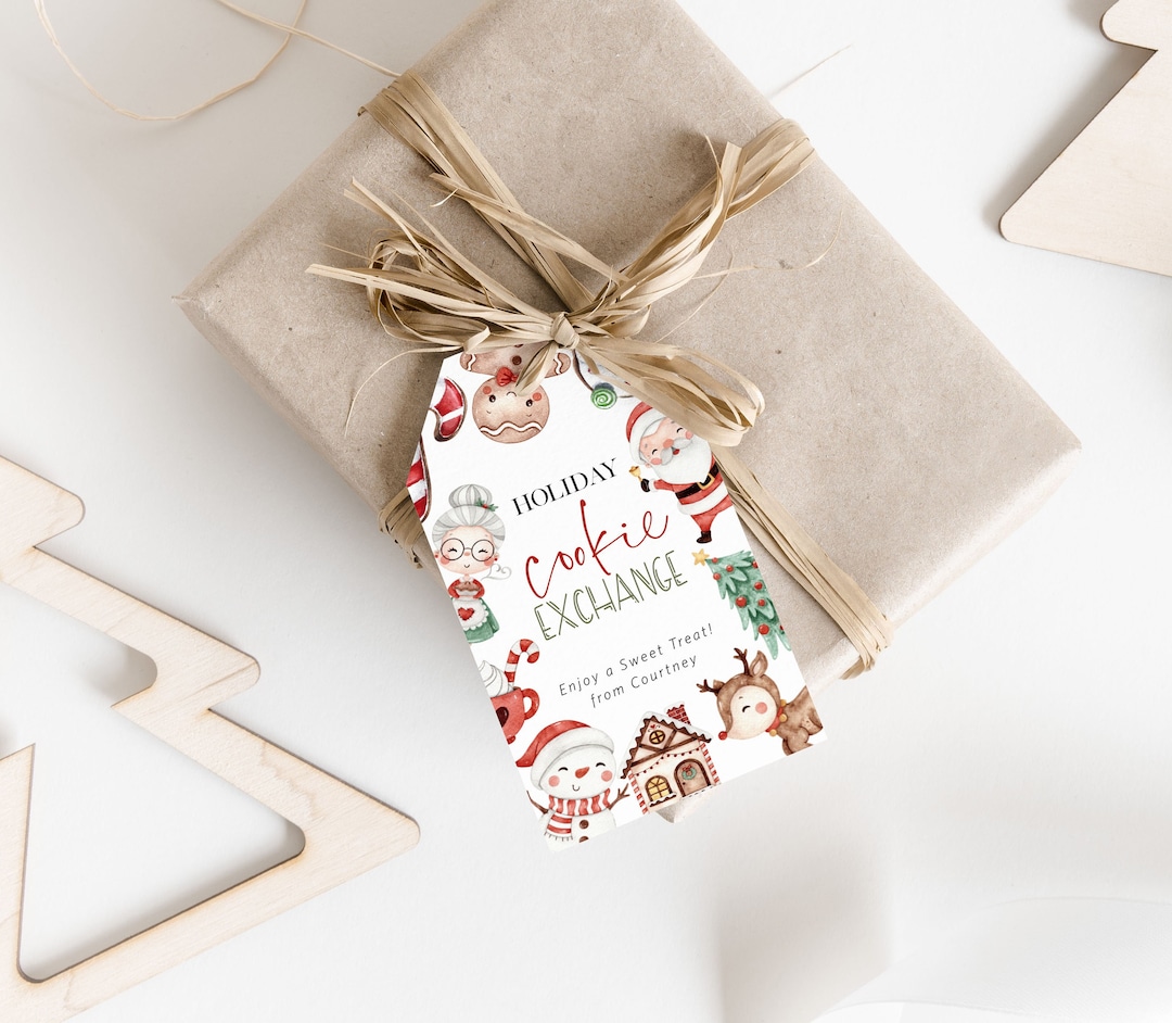 Christmas Gift Tag, Cookie Exchange Tag, Editable Christmas Tag ...