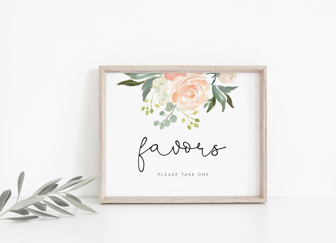 Wedding Favor Sign Printable, Favor Sign Template, Shower Favors Sign ...
