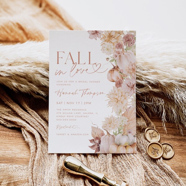 Fall in Love Bridal Shower Invitation - Etsy