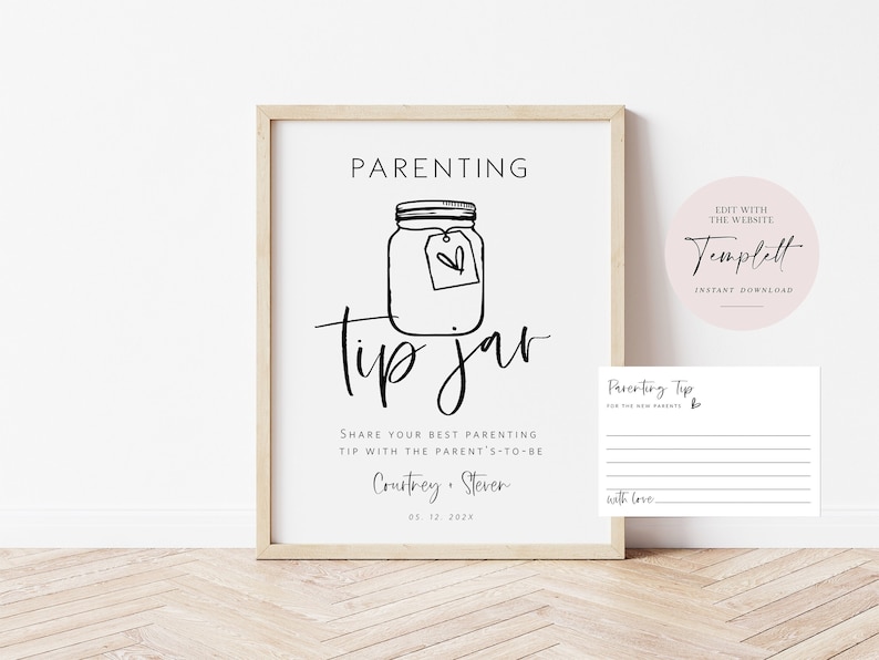 Parenting Tip Jar Sign and Advice Cards Minimalist Parenting - Etsy