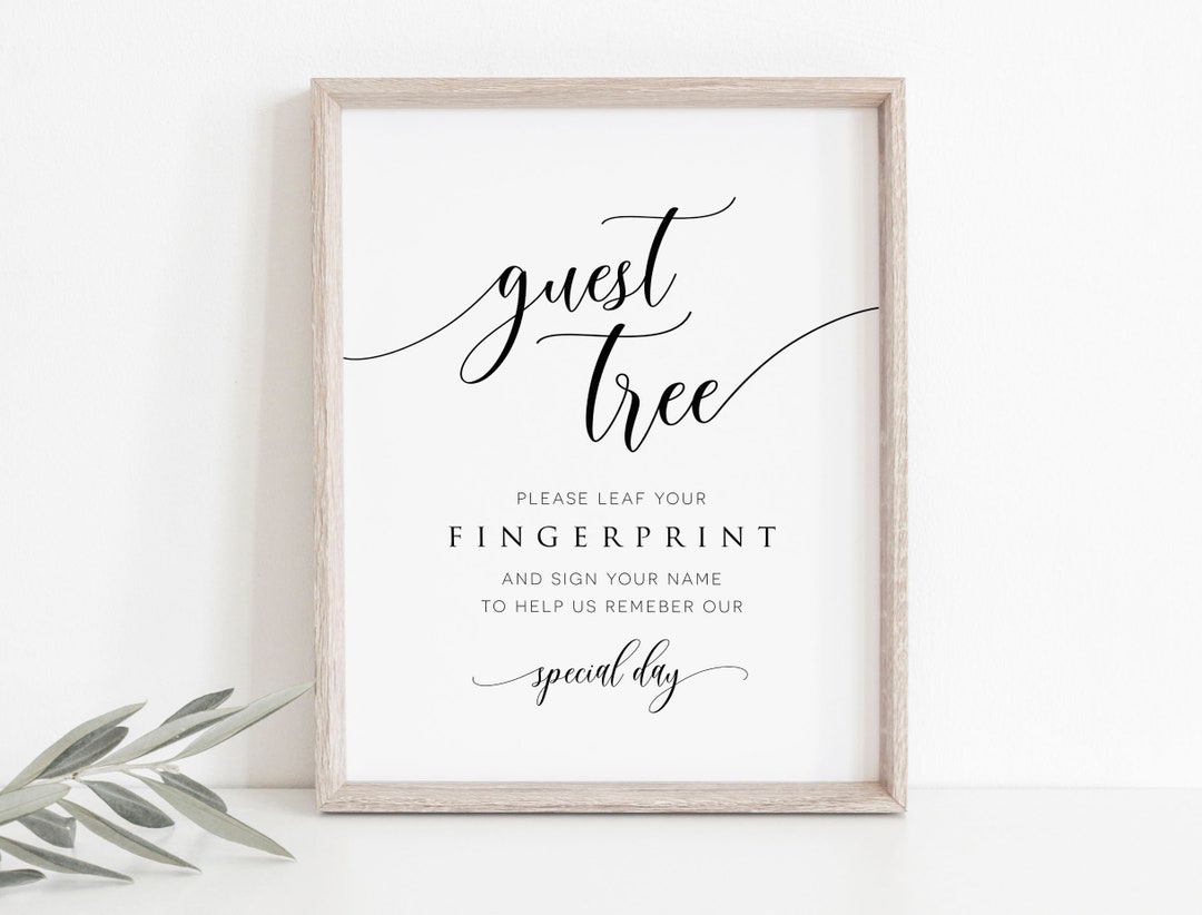Guest Tree Fingerprint Sign, Wedding Thumbprint Guestbook Sign, 8x10 ...