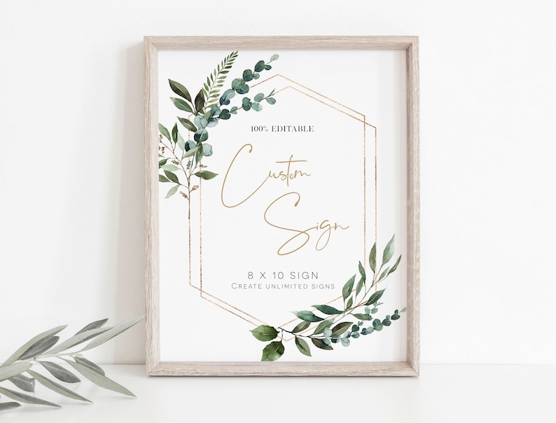 Greenery Custom Sign portrait and Landscape Editable Sign | Etsy