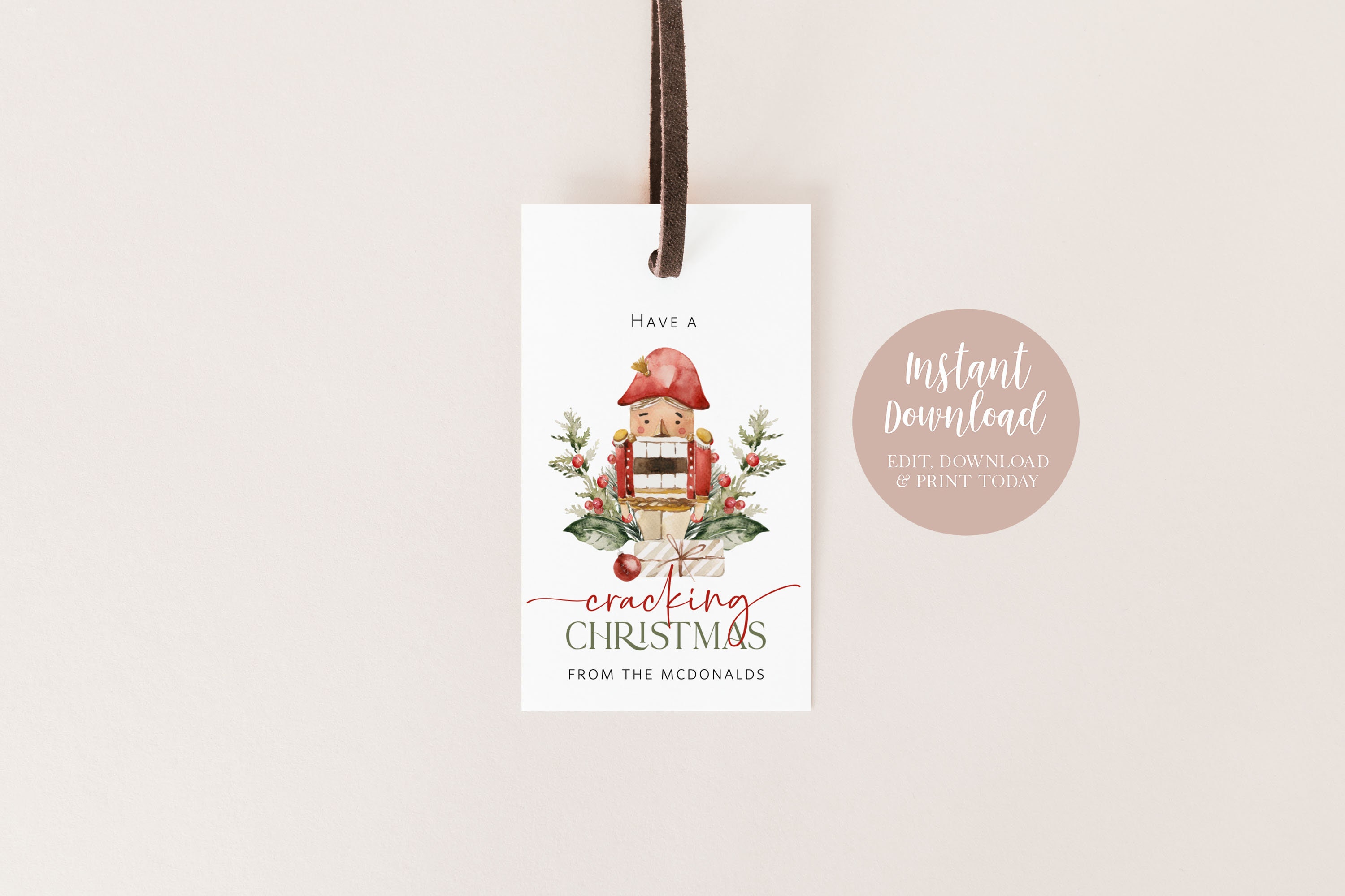 Nutcracker Christmas Gift Tag Printable Christmas Tags - Etsy