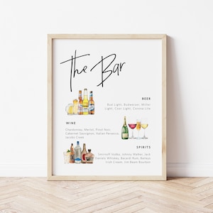 Minimalist Drinks Sign, Printable Bar Menu Template, Editable Bar Sign ...