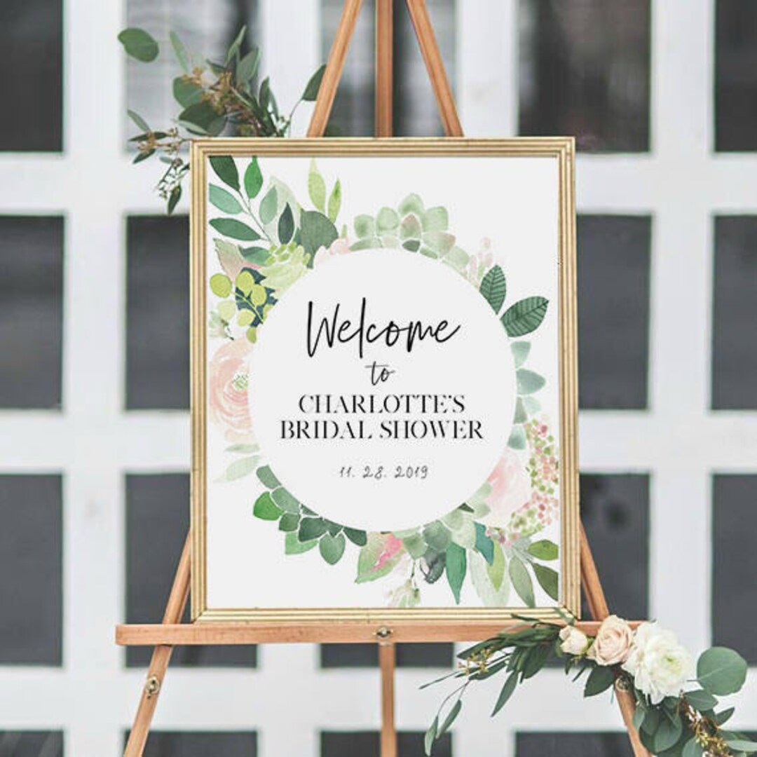 Shower Welcome Sign, Succulent Welcome Poster Template, Baby Shower ...