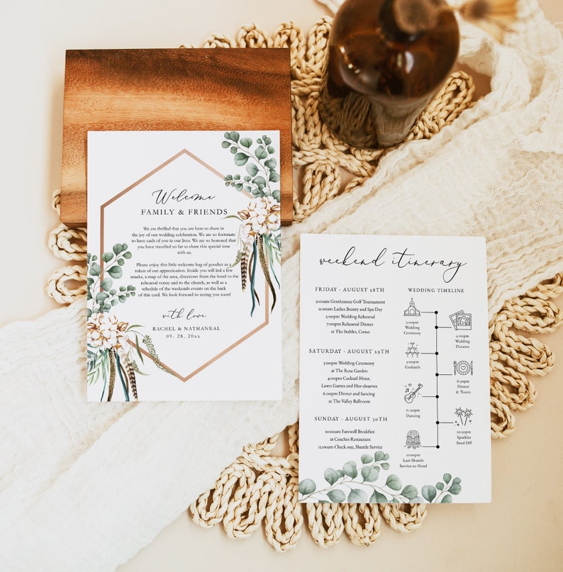 Welcome Letter & Timeline Card Boho Wedding Order of Events - Etsy