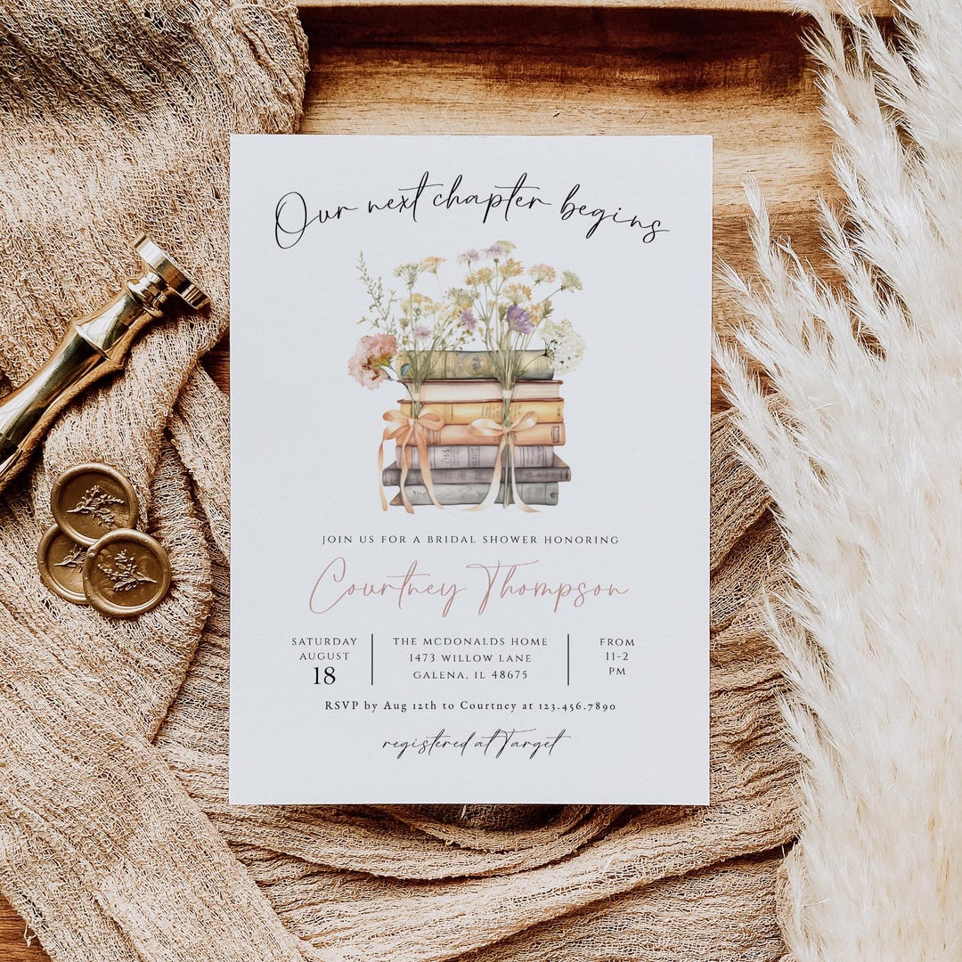 Our Next Chapter Begins Bridal Shower Invitation, Storybook Bridal ...