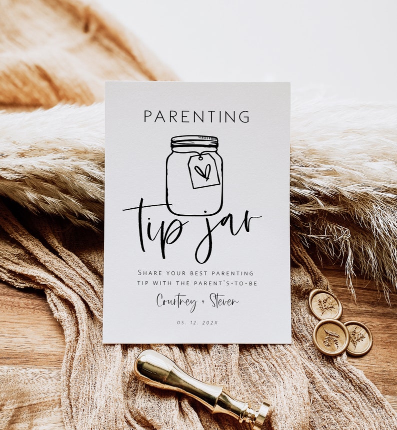 Parenting Tip Jar Sign and Advice Cards Minimalist Parenting - Etsy