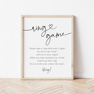 Minimalist the Ring Game, Bridal Shower Game Sign, Bridal Shower Sign ...