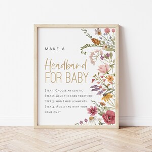 Headband Station Set With Signs and Tags, Wildflower Headband Signs ...