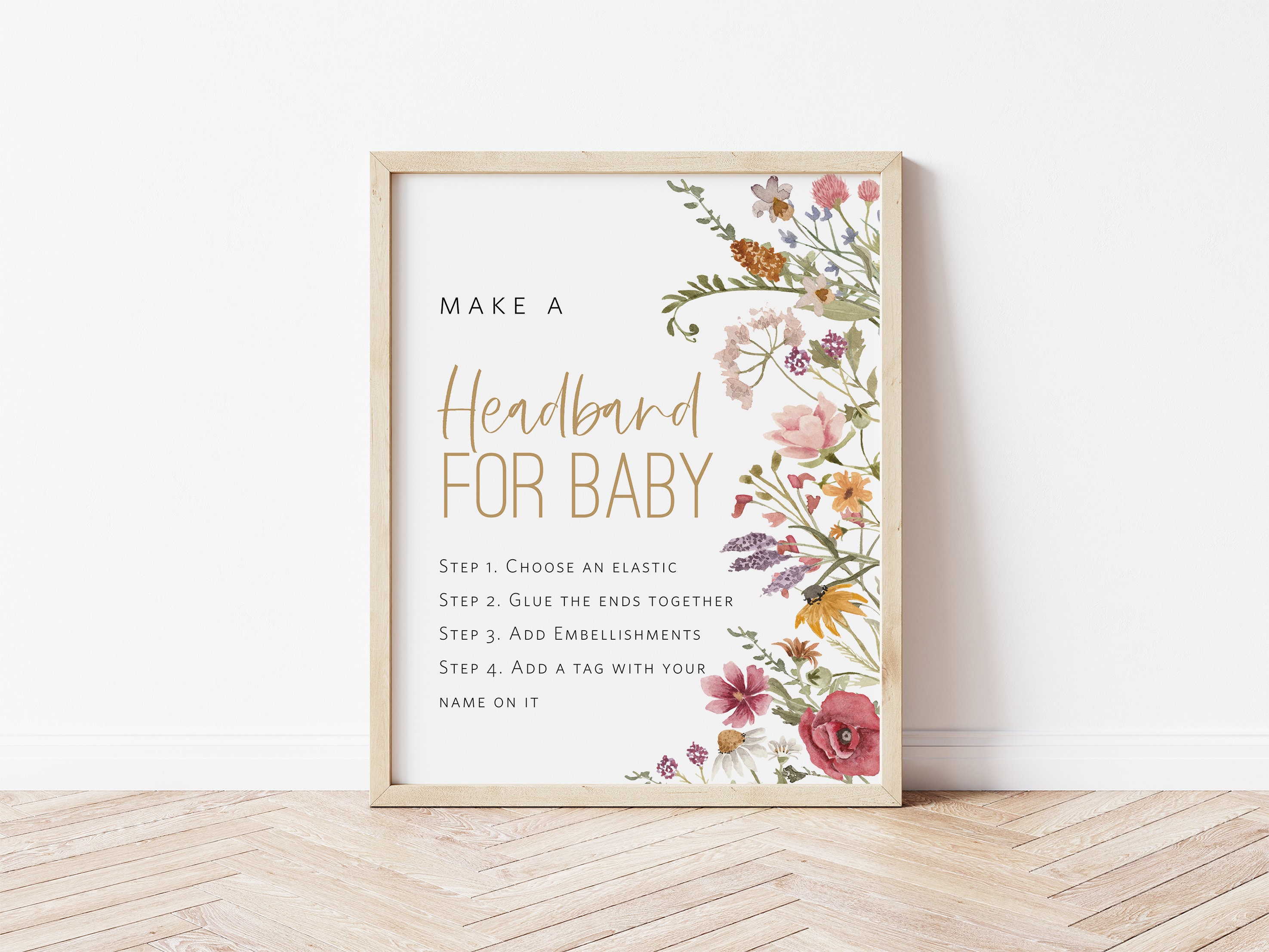 Headband Station Set With Signs and Tags, Wildflower Headband Signs ...