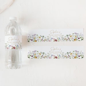 Wildflower Waterbottle Label, Printable Water Bottle Label, Editable ...
