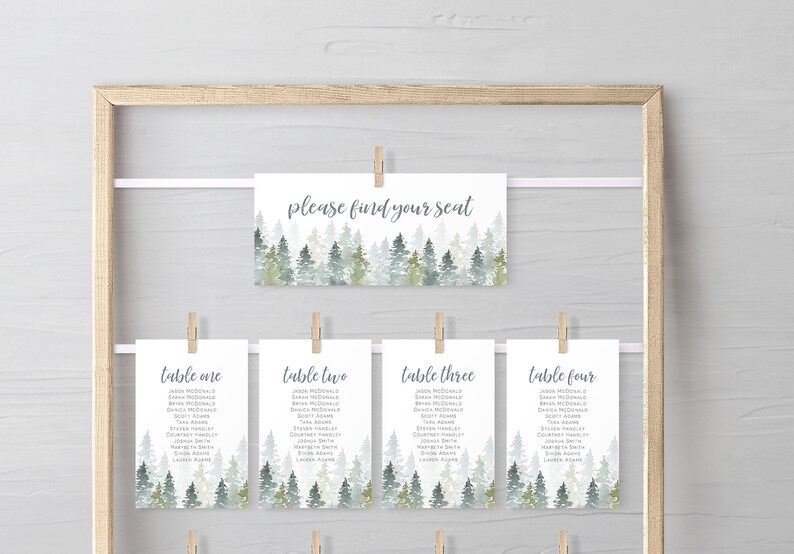 Pine Trees Seating Chart Cards Seating Chart Wedding Winter - Etsy