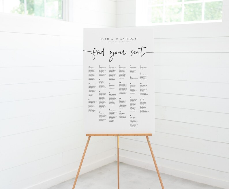 Minimalist Seating Chart Modern Wedding Seating Chart - Etsy