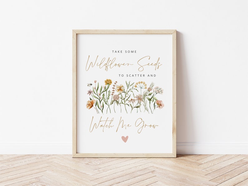 Wildflower Seeds Sign, Floral Favor Sign, Seeds Favor Sign Template ...