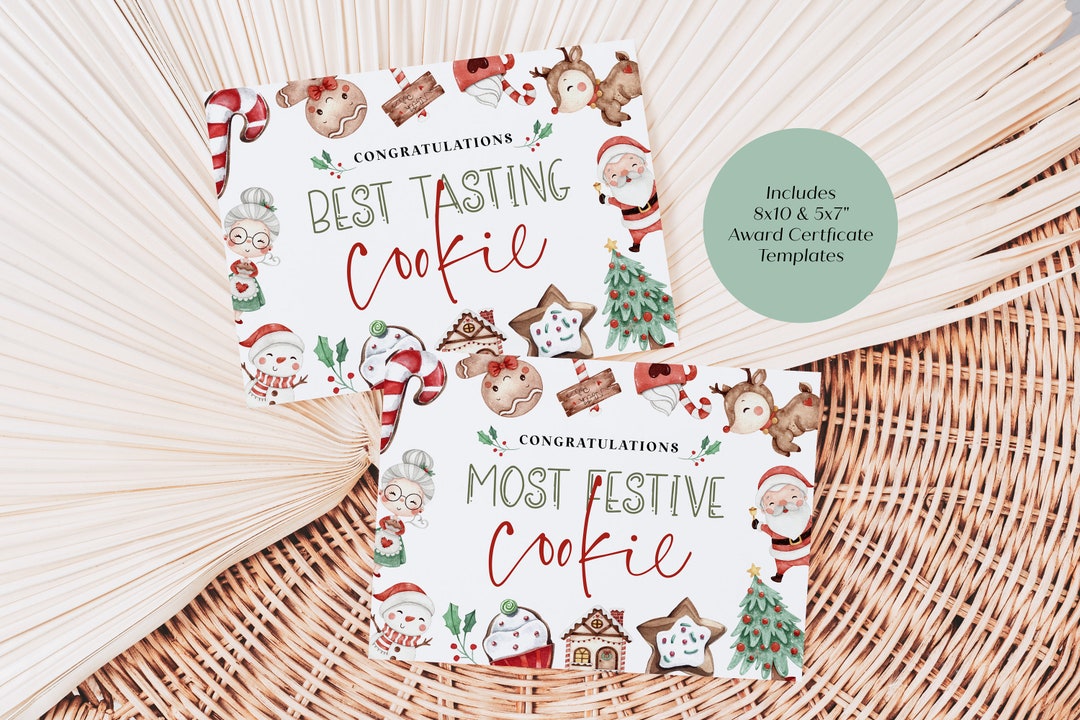 Christmas Cookie Awards Certificate Templates, Printable Cookie Swap ...