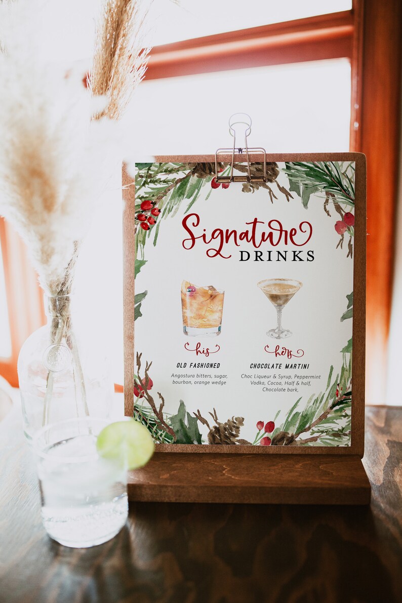 Christmas Signature Drinks Sign Editable Signature Drinks - Etsy