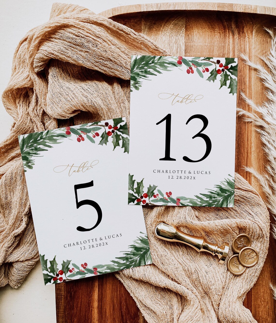 Christmas Printable Table Numbers, Holiday Table Numbers, 5x7 & 4x6 ...