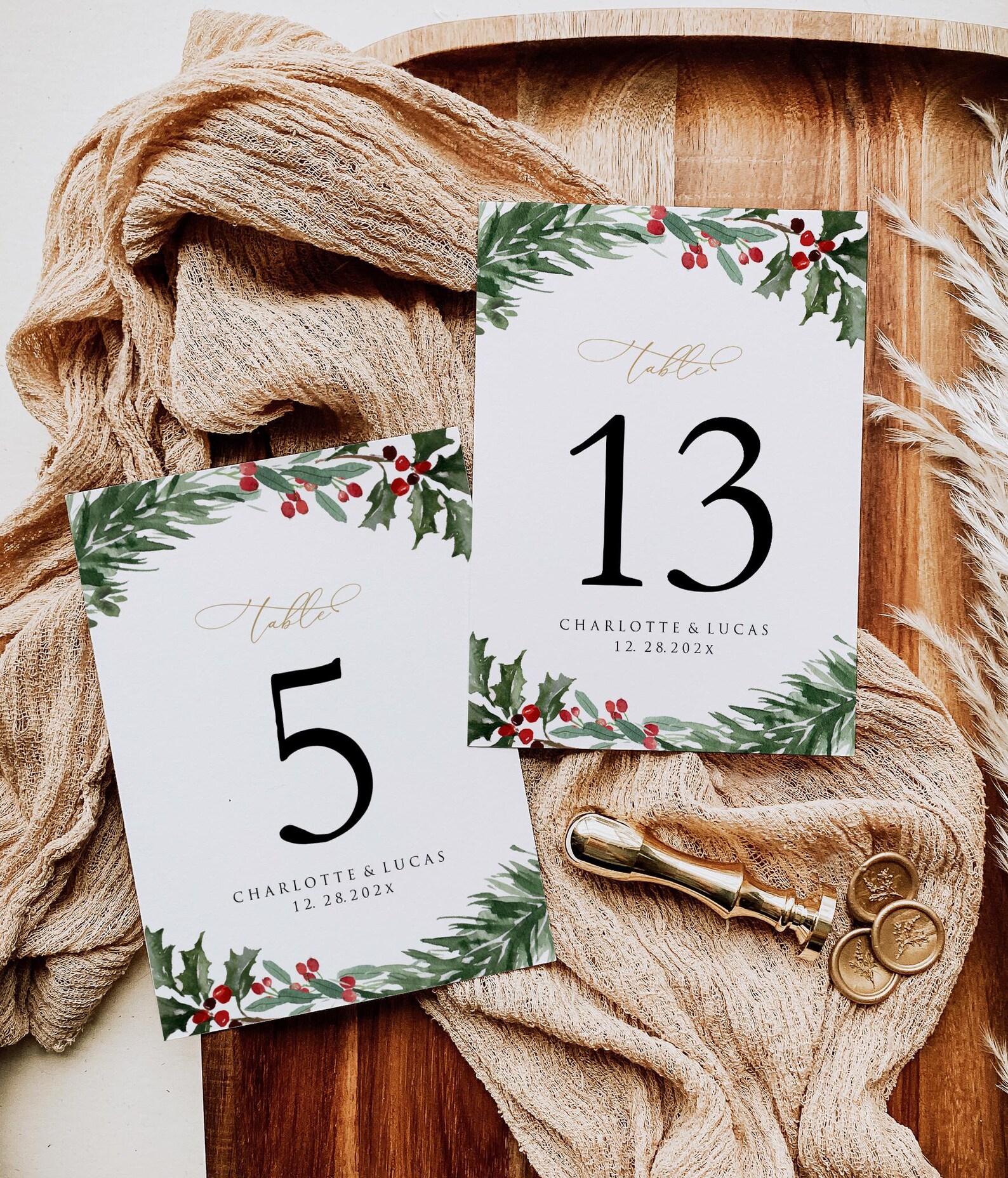 Christmas Printable Table Numbers, Holiday Table Numbers, 5x7 & 4x6 ...
