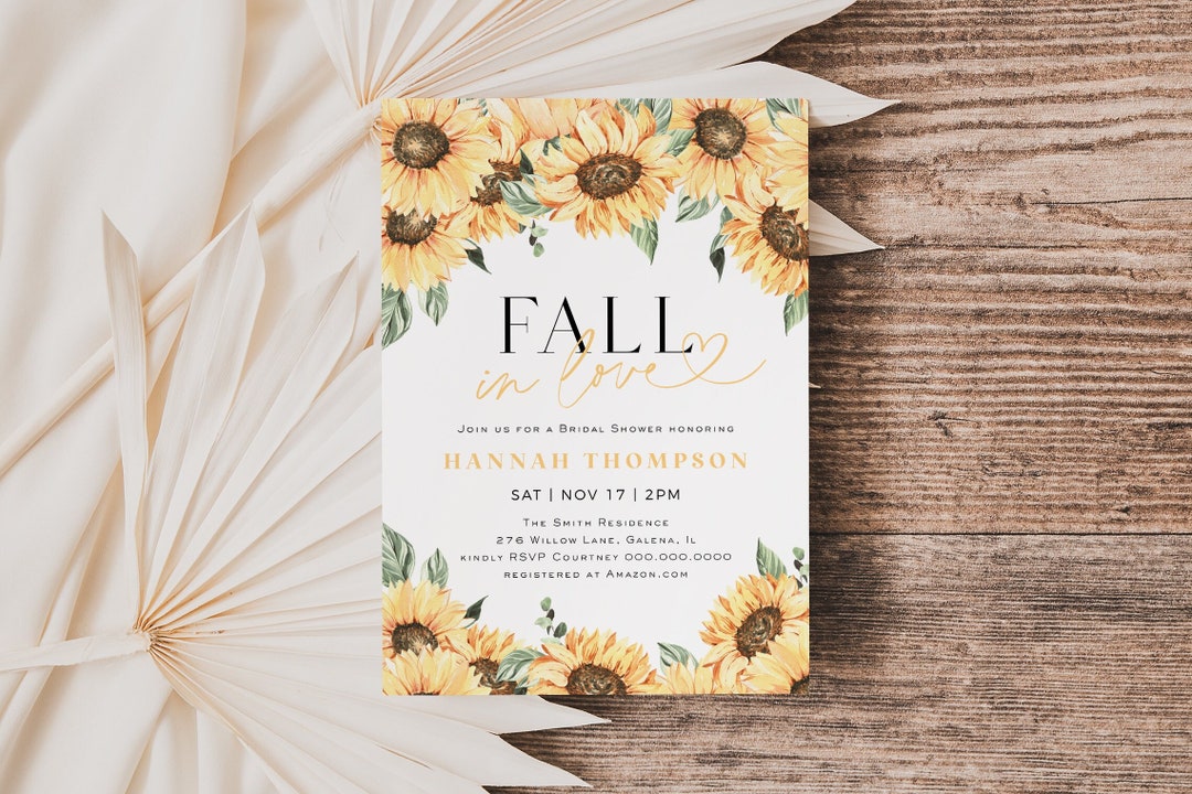 Sunflower Fall in Love Bridal Invitation, Sunflower Bridal Shower ...