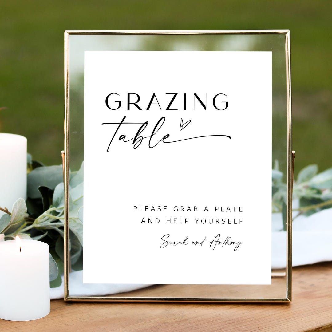 Modern Grazing Table Sign, Wedding Food Template, Food Buffet Sign ...
