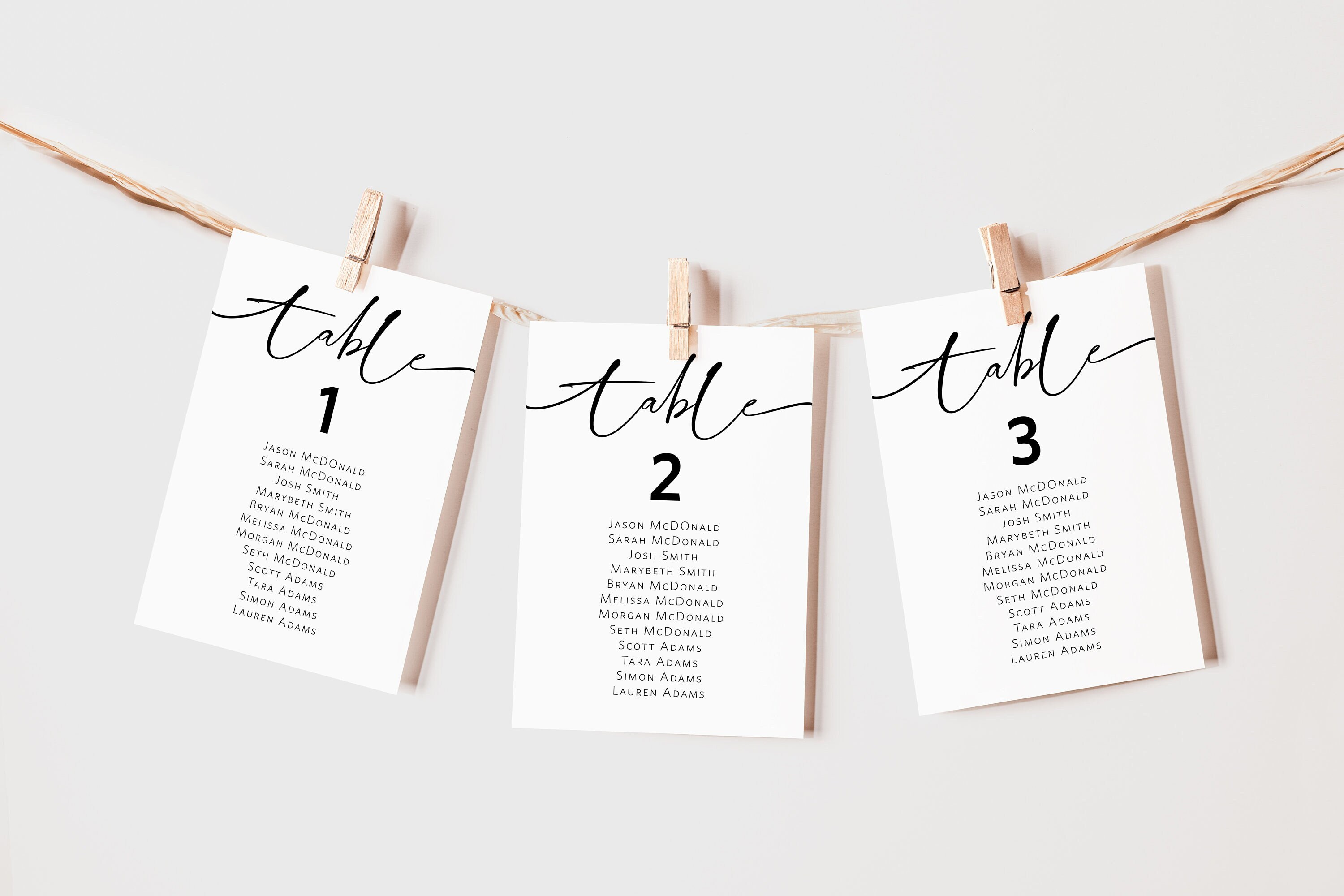 Seating Chart Cards Modern Table Seating Chart Wedding | Etsy