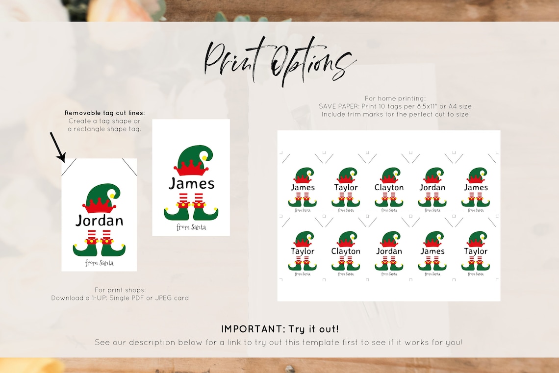 Christmas Elf Tags Elf Name Tag Christmas Tag Template - Etsy