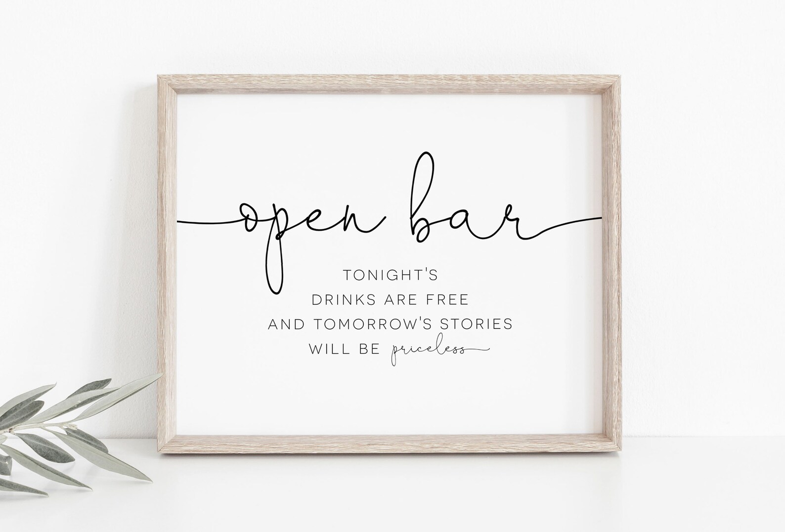 Script Open Bar Sign Wedding Bar Sign Printable Wedding Bar | Etsy